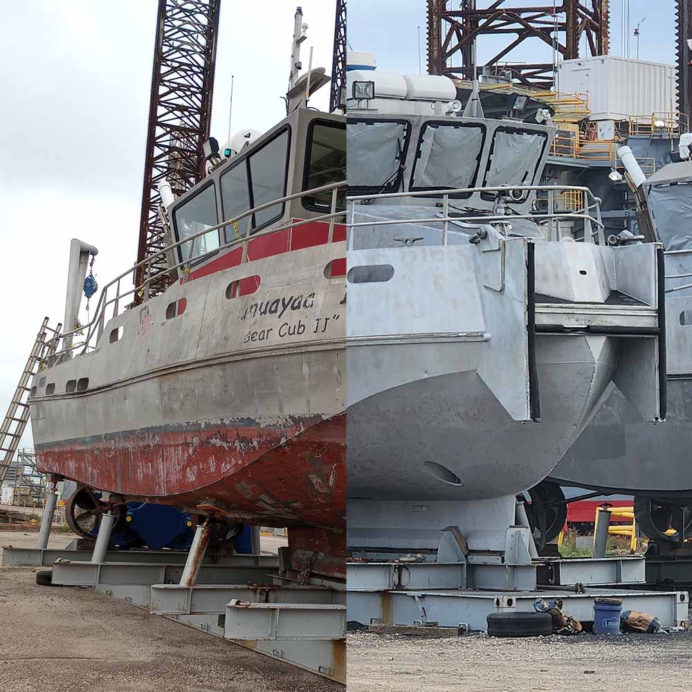 Effortlessly Strip Marine Paint and Anti-Fouling from 40' Metal Boats