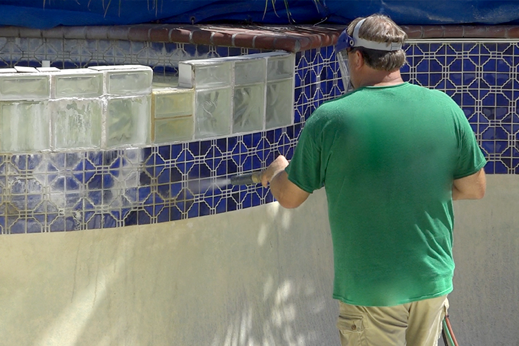 Pool Tile Cleaning with Dustless Blasting