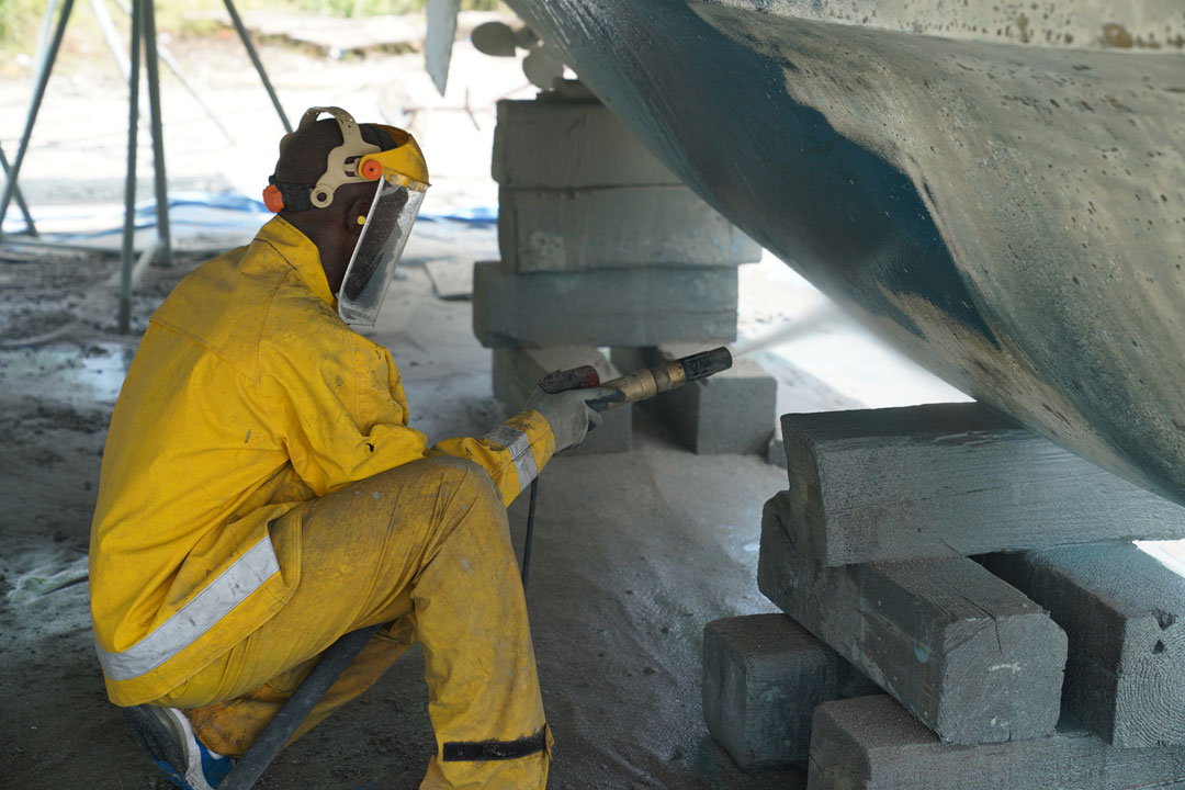 Dustless Blasting for Line Stripe Removal